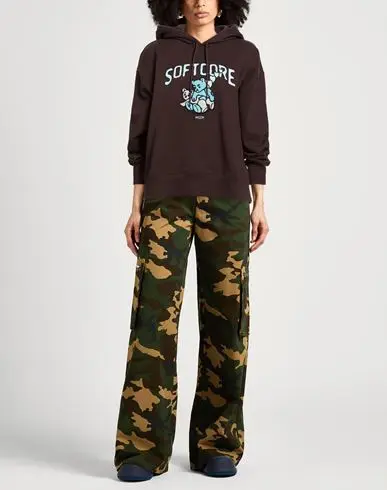 MSGM Cotton Sweatshirt With Graphic Appliqu - Brown