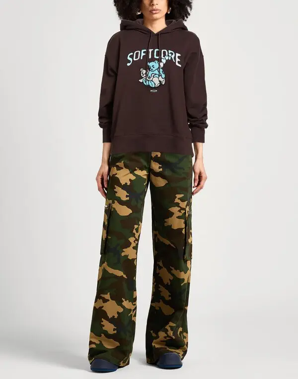 MSGM Cotton Sweatshirt With Graphic Appliqu - Brown