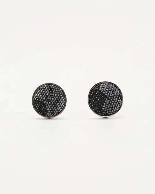 KNOTTERY & CO Hexloop Silk Cufflinks - Charcoal