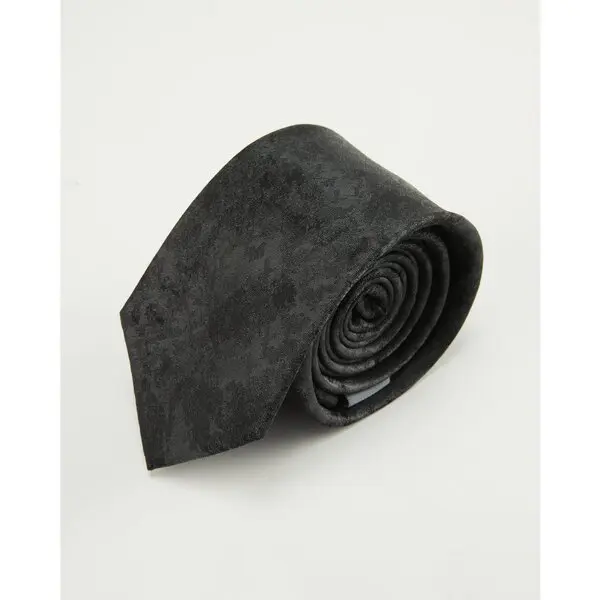 KNOTTERY & CO Marble Cloud Silk Jacquard Neck Tie - Obsidian