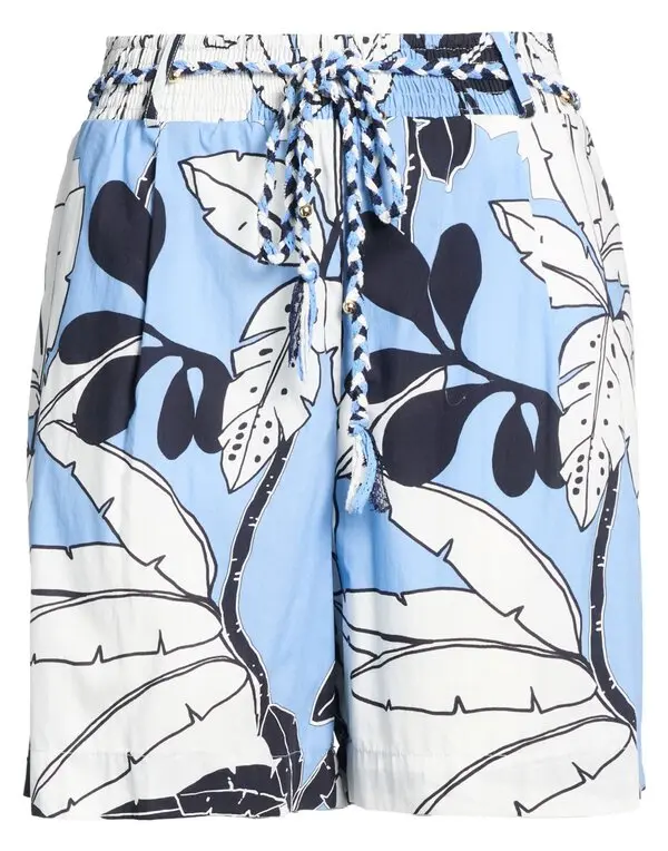 TWINSET Poplin Floral-print Shorts - Blue
