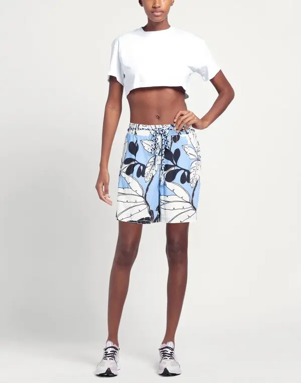 TWINSET Poplin Floral-print Shorts - Blue