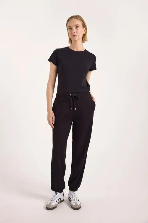 BRODIE CASHMERE Piping Detail Cuffed Jogger - Black