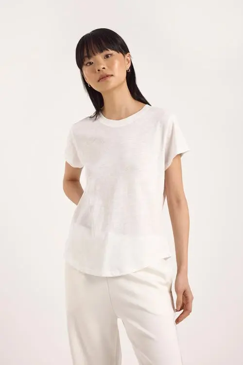 BRODIE CASHMERE Relaxed Fit Cotton Crew Neck T-shirt - White