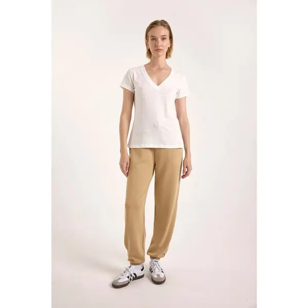 BRODIE CASHMERE Relaxed Fit Cotton V-neck T-shirt - White