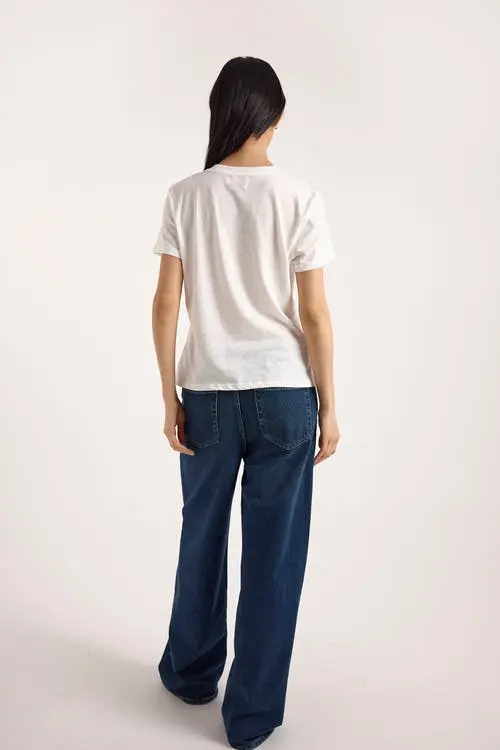 BRODIE CASHMERE Boxy Crew Neck T-shirt - White