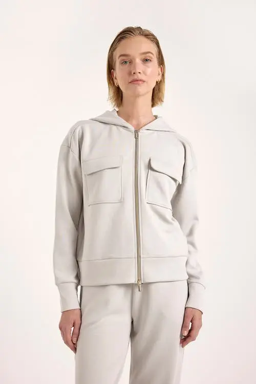 BRODIE CASHMERE Patch Pocket Jersey Full Zip Hoodie - Antarctcia
