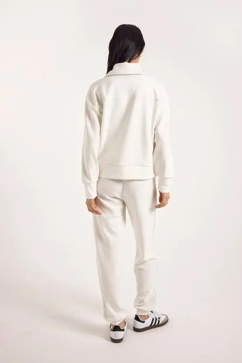 BRODIE CASHMERE Jersey Half Zip Sweatshirt With Piping Detail