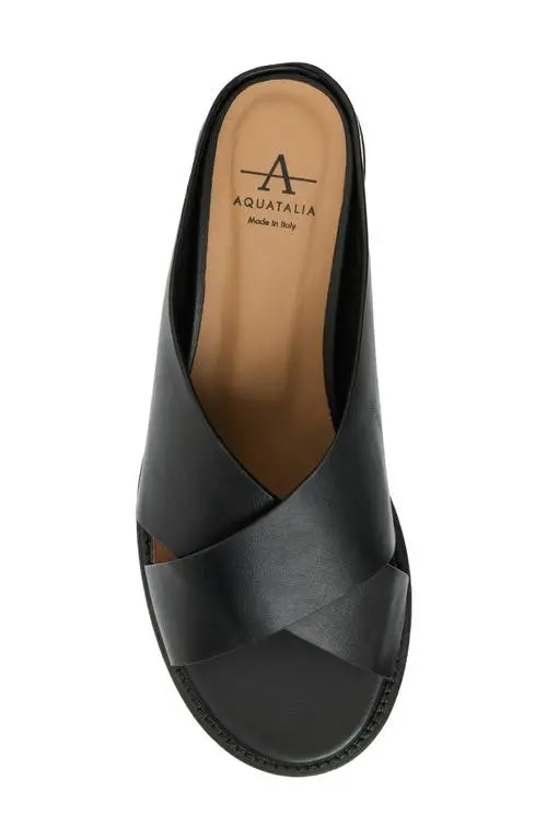 Aquatalia Potenza Slide Sandal - Black Leather