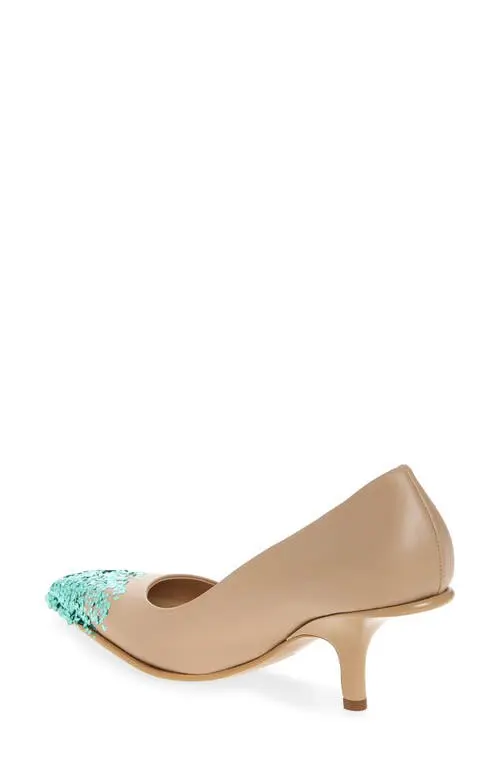 JULIE KEGELS Glitter Toe Kitten Heel Pumps