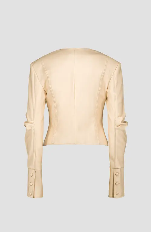 SAEMDI Fitted Vegan Leather Jacket