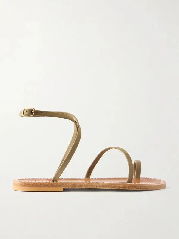 K.JACQUES St. Tropez Loki Nubuck Thong Sandals - Green