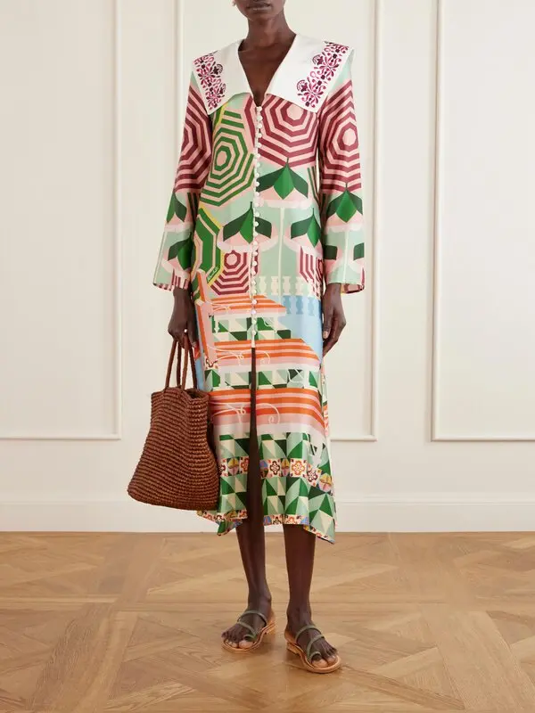 CRISTIANO MARCHELI Sofia Printed Silk-blend Satin Midi Dress