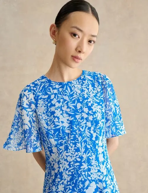 HOBBS LONDON Iona Floral Print Mini Dress - Blueivory
