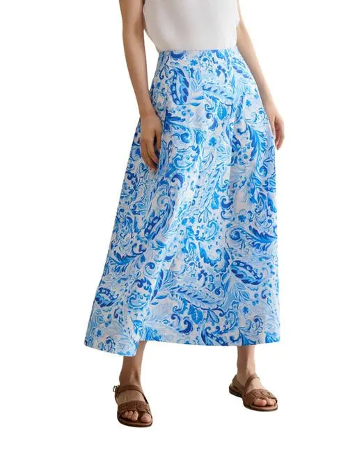 HOBBS LONDON Antonella Paisley Print Midi Skirt - Bluemulti