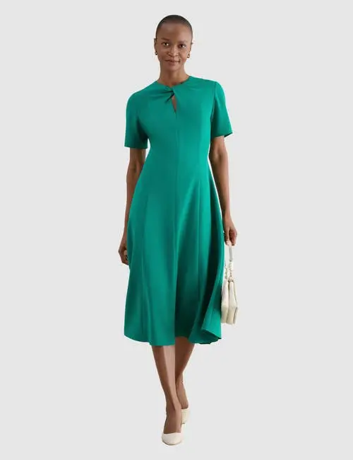 HOBBS LONDON Ariela Twist Detail Midi Dress - Meadowgreen