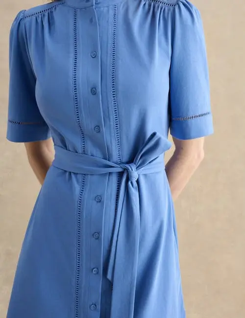 HOBBS LONDON Livvie Belted Mini Shirt Dress - Riversideblue