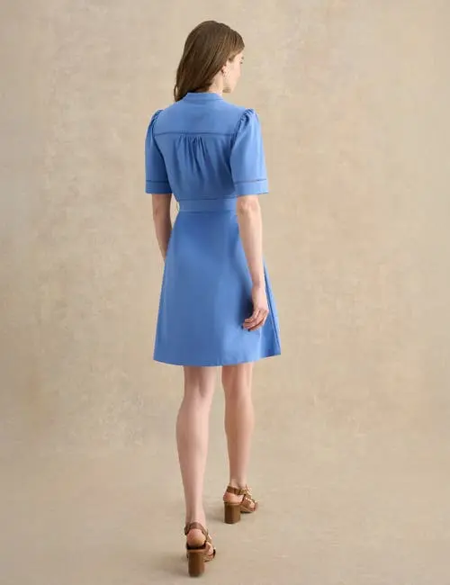 HOBBS LONDON Livvie Belted Mini Shirt Dress - Riversideblue