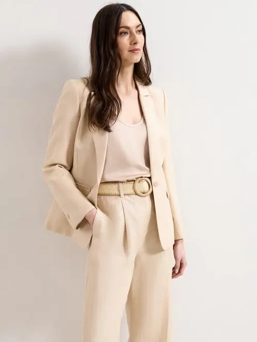 PHASE EIGHT Elena Linen Blend Single Breasted Blazer - Neutral