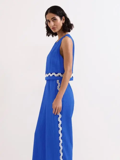 PHASE EIGHT Sleeveless Wide Leg Jumpsuit With Cutwork Detailing