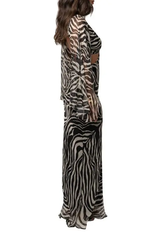 JLUXLABEL Zebra Print Maxi Dress - Black