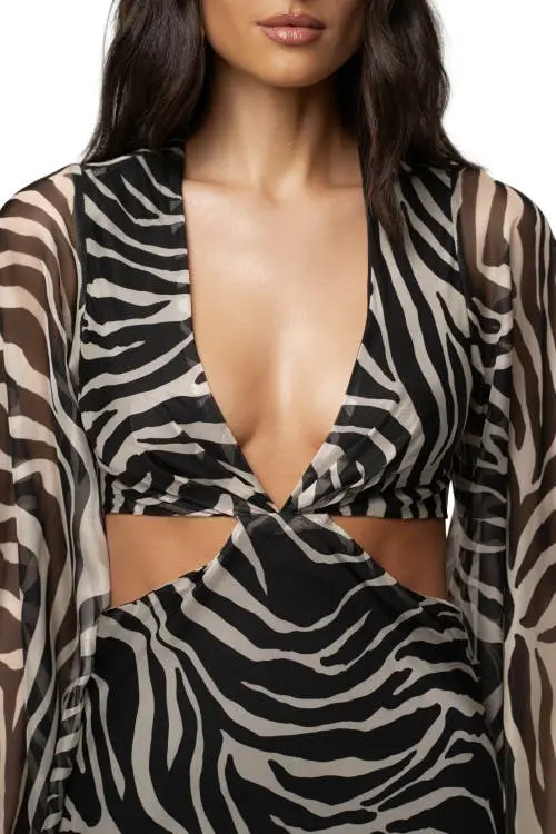 JLUXLABEL Zebra Print Maxi Dress - Black