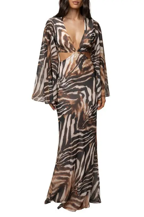 JLUXLABEL Zebra Print Maxi Dress - Brown