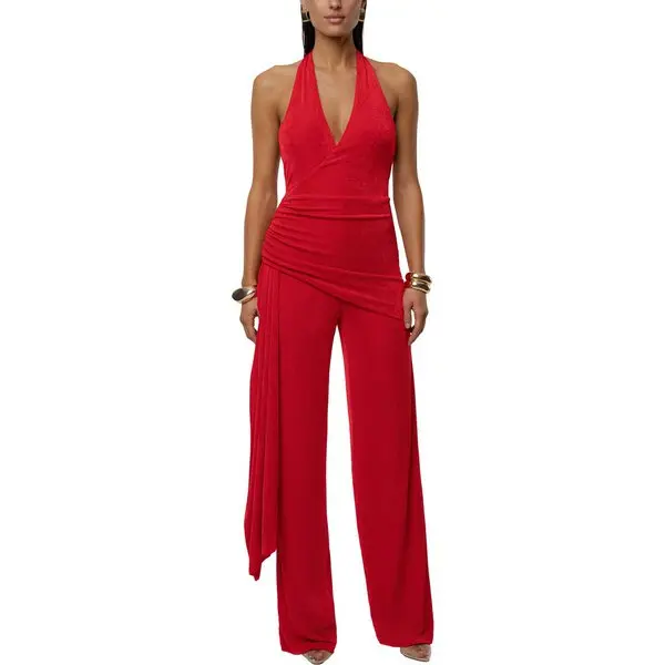 JLUXLABEL Halter Neck Jumpsuit - Red