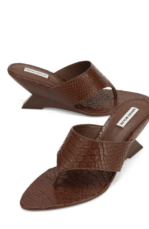 NAKED WOLFE Stampede Wedge Sandals - Brown