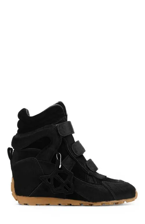 NAKED WOLFE High Top Wedge Sneakers With Velcro Fastening - Black