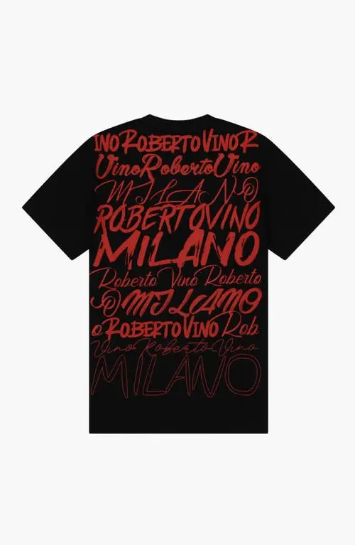 ROBERTO VINO Big Writing Milano Slim Fit Tee - Black