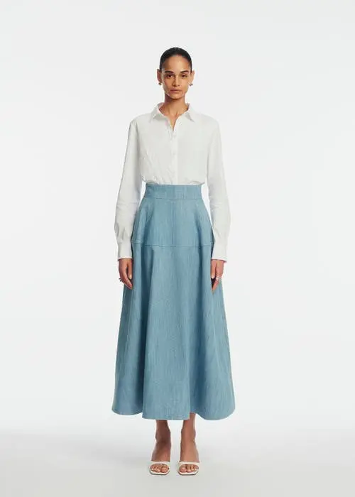 Lela Rose A-line Denim Skirt