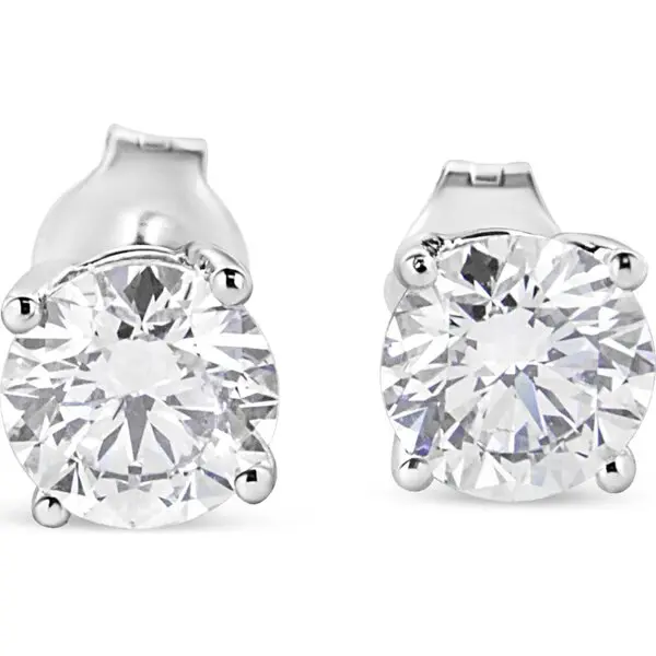 HAUS OF BRILLIANCE 14k 1 3/4 Cttw Lab Grown Diamond Solitaire Stud Earrings - White Gold