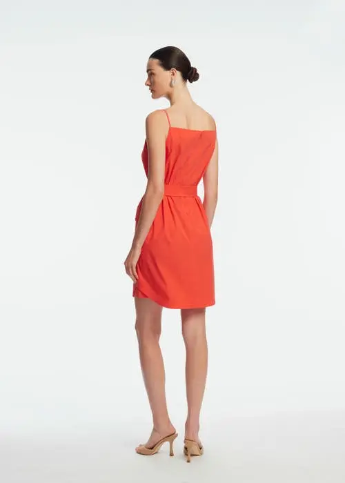 Lela Rose Tech Poplin Belted Dress