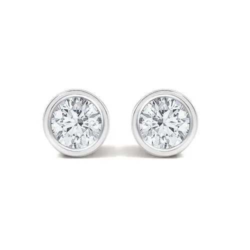 HAUS OF BRILLIANCE 14k 1/2 Cttw Lab-grown Diamond Bezel Solitaire Stud Earrings - White Gold