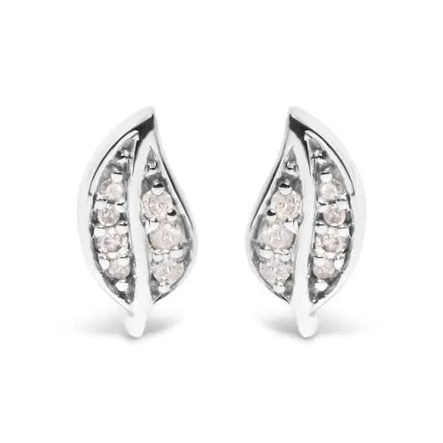 HAUS OF BRILLIANCE Diamond Accent Leaf Stud Earrings