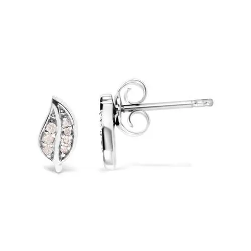 HAUS OF BRILLIANCE Diamond Accent Leaf Stud Earrings