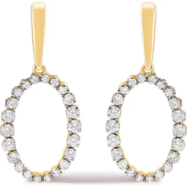 HAUS OF BRILLIANCE 14k Diamond Oval Dangle Earrings - Yellow Gold