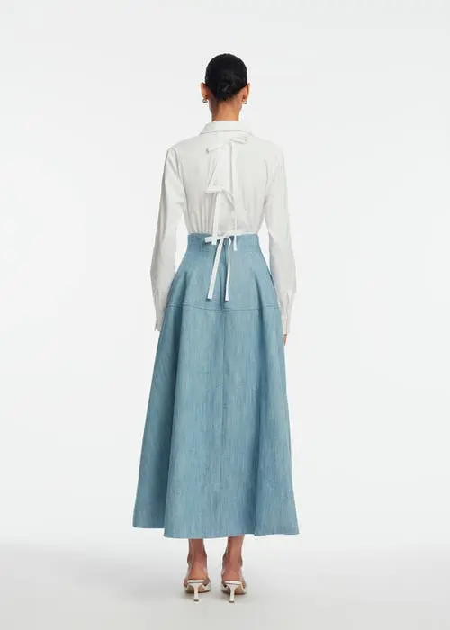 Lela Rose Cotton Poplin Bow-back Shirt