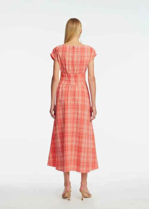 Lela Rose Plaid Seersucker Midi Dress