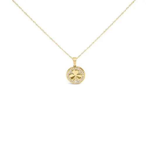 HAUS OF BRILLIANCE 10k Gold 1/6 Cttw Diamond 3 Leaf Clover Pendant Necklace - Yellow Gold