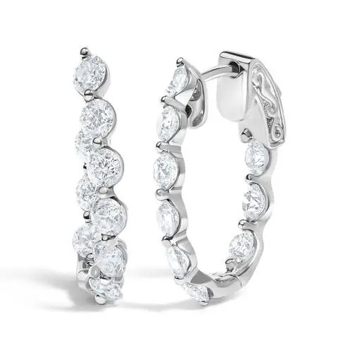 HAUS OF BRILLIANCE 14k Graduating Diamond Oval Hoop Earrings, 3 3/4 Cttw - White Gold