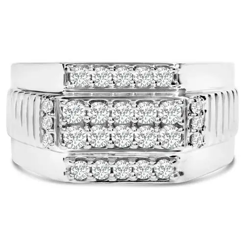 HAUS OF BRILLIANCE 1.00 Cttw Diamond Multi-row Band Ring - Silver