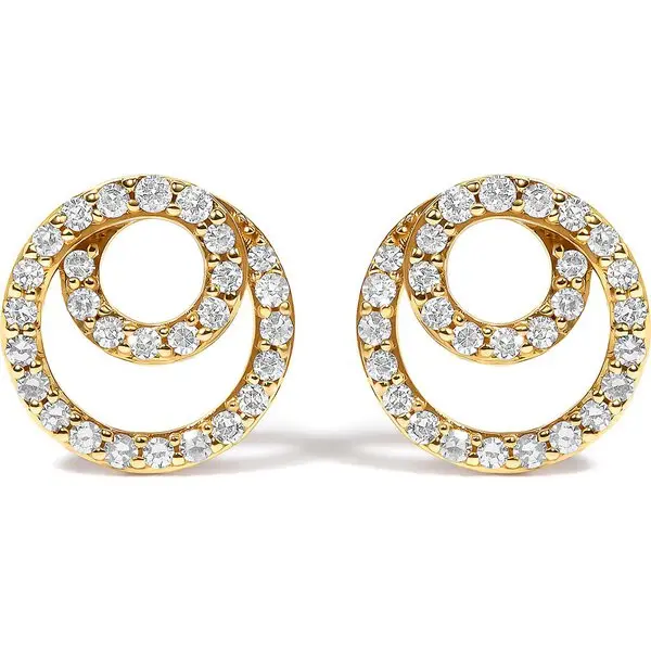 HAUS OF BRILLIANCE 14k 3/8 Cttw Diamond Double Circle Stud Earrings - Yellow Gold