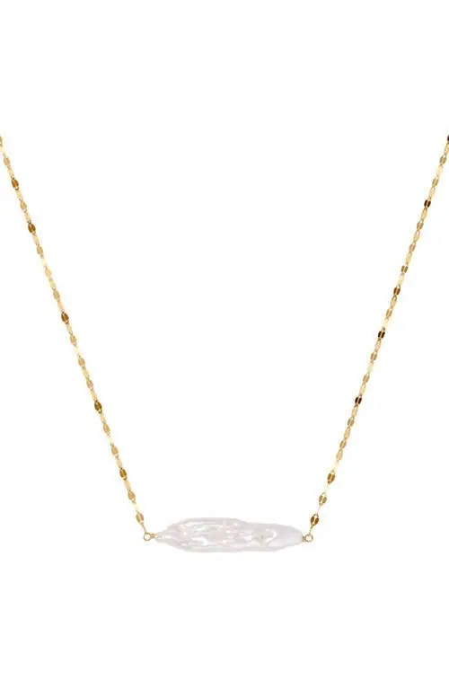 MADE BY MARY Baroque Pearl Bar Necklace - Gold Vermeil