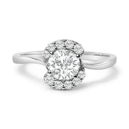 HAUS OF BRILLIANCE Sterling Lab Grown Diamond Halo Engagement Ring - Silver