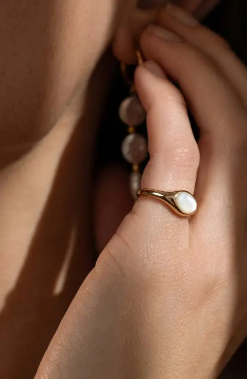 MADE BY MARY Mother Of Pearl Signet Ring - Silver