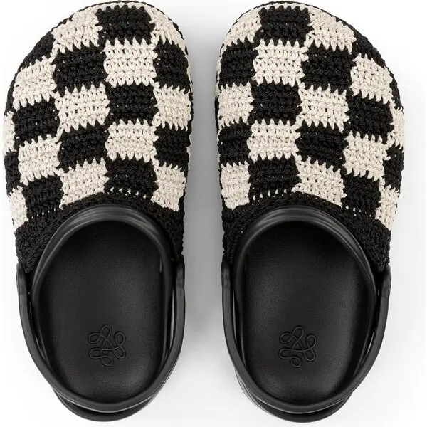 THE SAK Crocheted Clogs With Ankle Strap - Black Check
