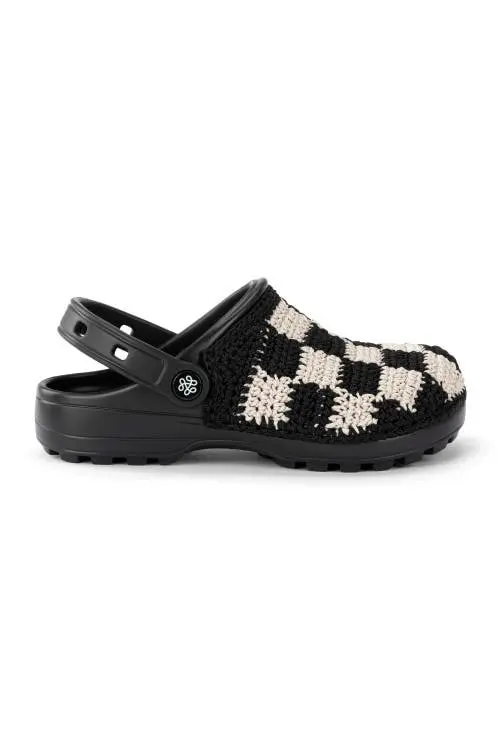 THE SAK Crocheted Clogs With Ankle Strap - Black Check