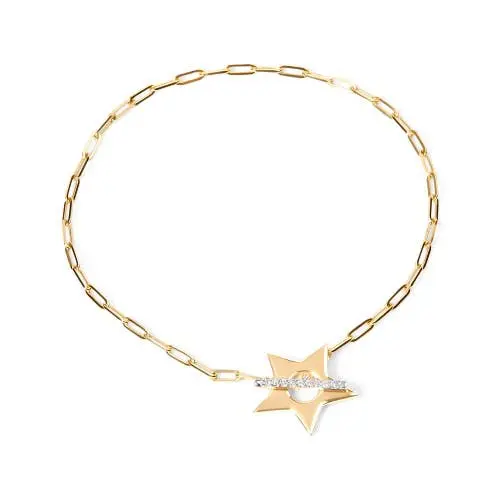 HAUS OF BRILLIANCE 18k Yellow Gold Plated Diamond Star Charm Bracelet - Yellow Gold Over Silver